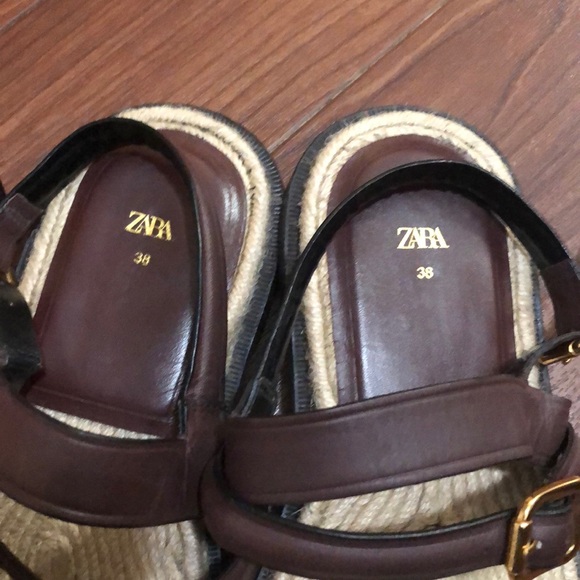 Zara | Shoes | Zara Leather Sandals With Jute Insole | Poshmark